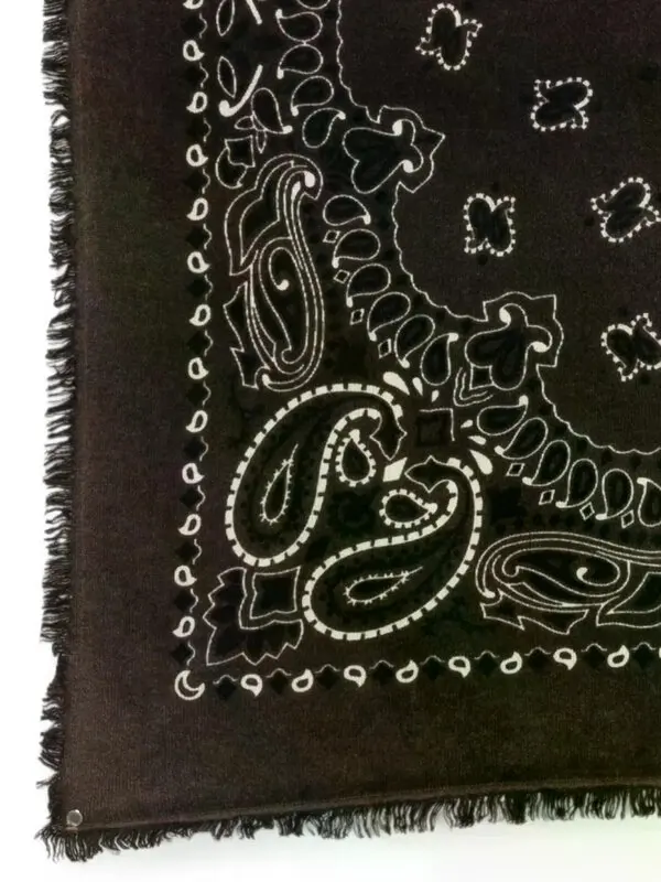 KUJTEN Paisley-print Frayed Scarf