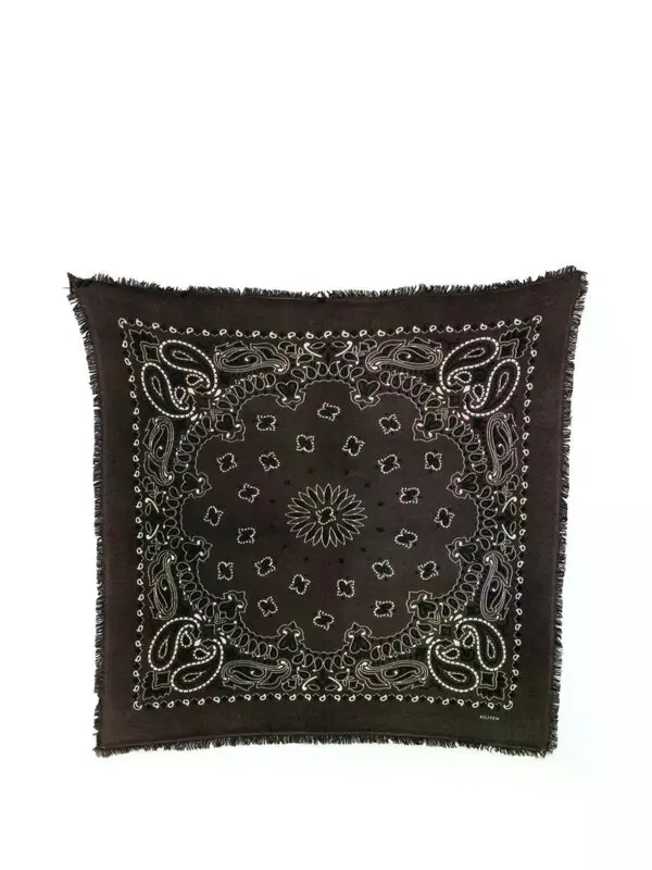 KUJTEN Paisley-print Frayed Scarf - Brown