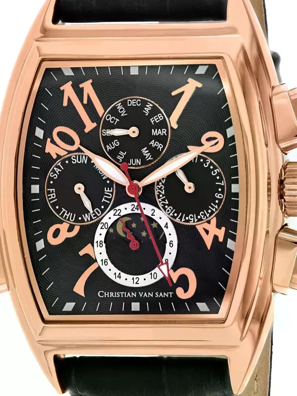 CHRISTIAN VAN SANT Grandeur 45mm Tonneau Automatic Watch With Moon Phase - Black
