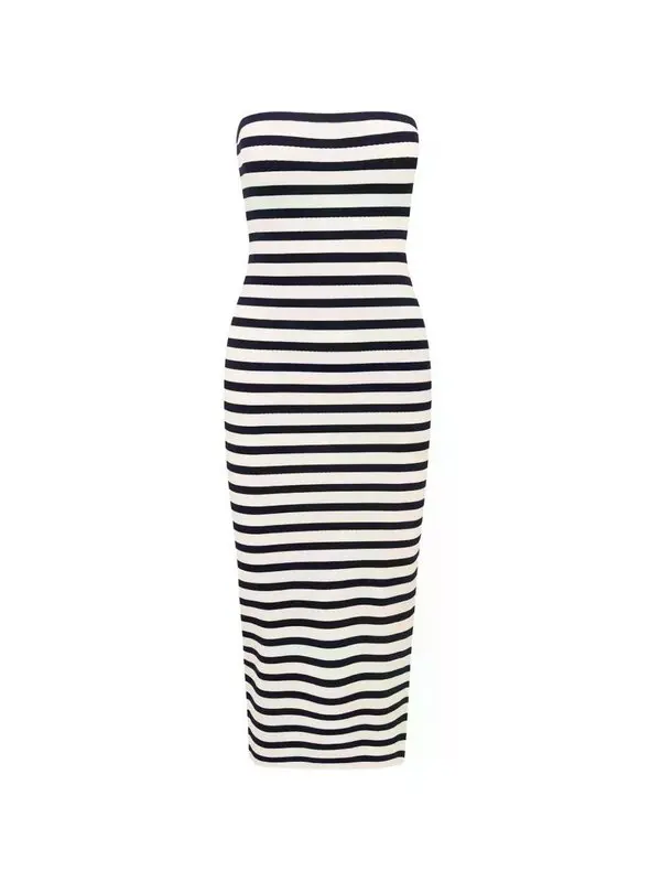 LoveShackFancy Striped Strapless Dress - White