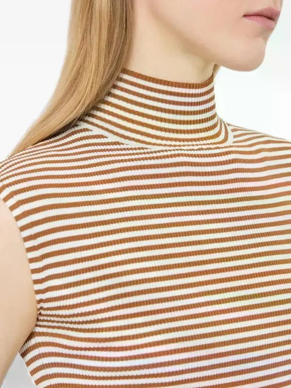 Max Mara Sleeveless Viscose Crepe Polo-neck Sweater Caramel - Neutrals