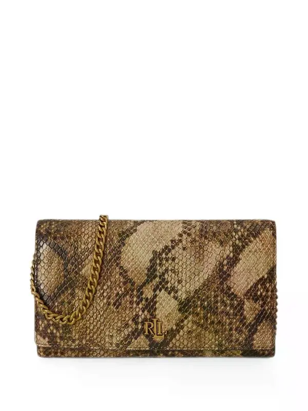 Ralph Lauren Medium Adair Ii Snakeskin-effect Logo-plaque Belt Bag - Brown