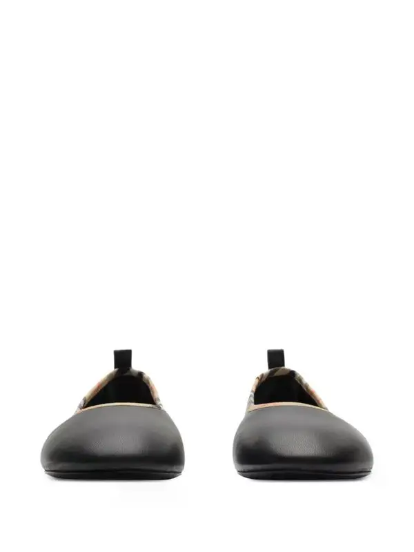 Burberry Check-trim Leather Robin Ballerinas