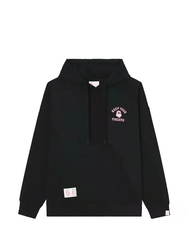FINGERCROXX Slogan-embroidered Drawstring Hoodie