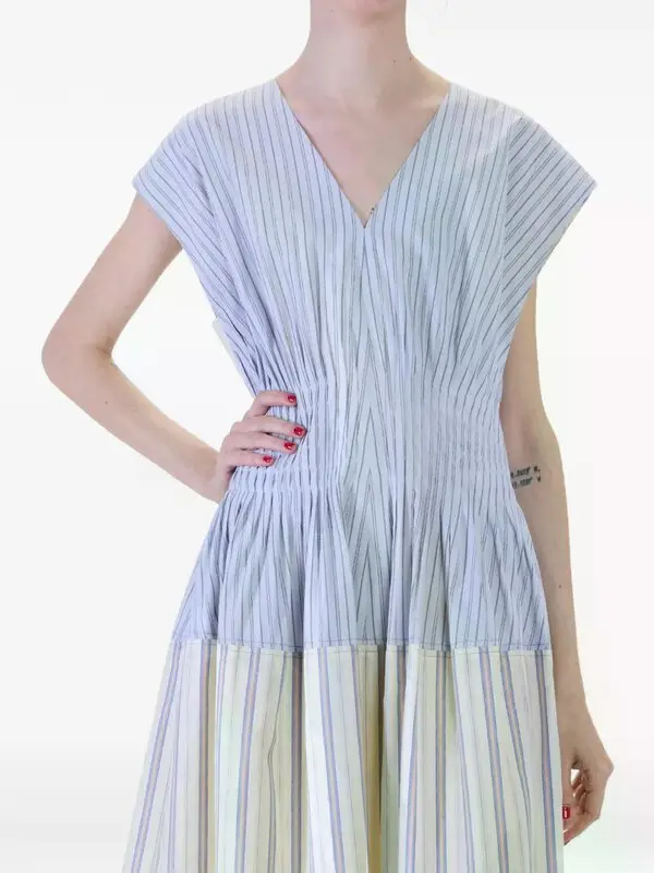 Paul Smith Stripe-pattern Gathered-waist Midi Dress