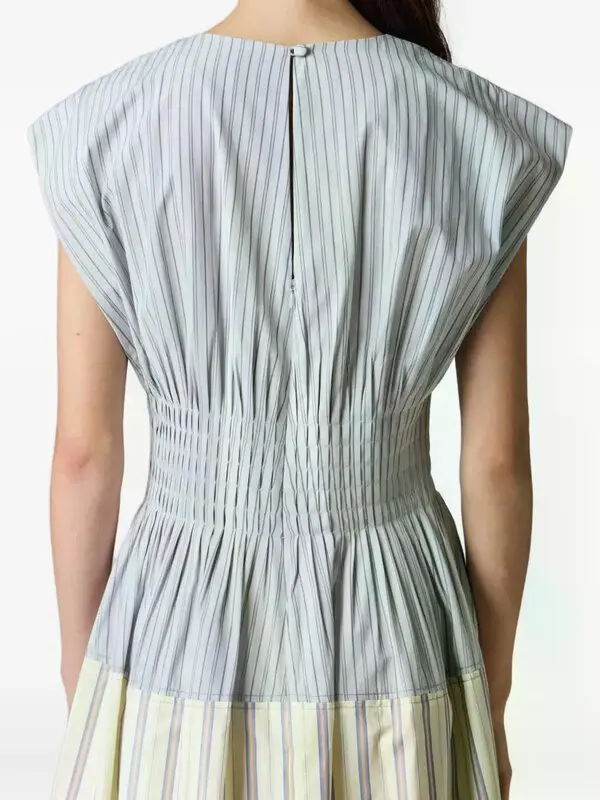 Paul Smith Striped Midi Dress With Gathered Waist - Blue