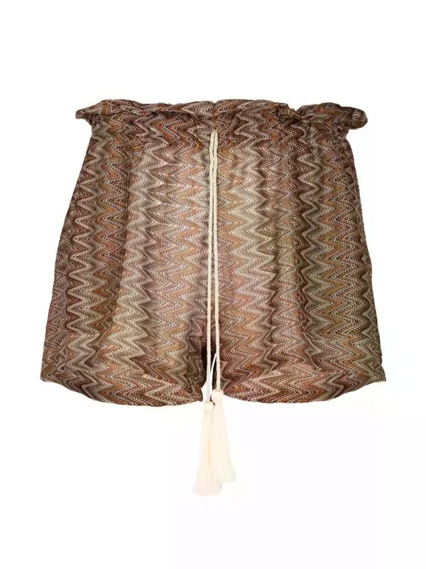 PALMACEA Zigzag Knit Tassel Detail Shorts