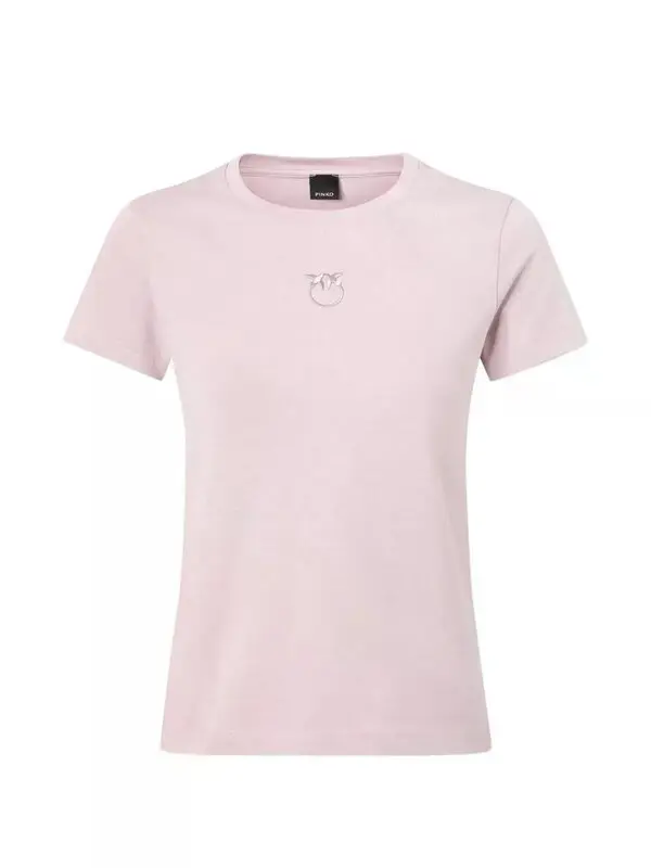 Pinko Short Sleeve T-shirt With Embroidered Logo Detail - Pink