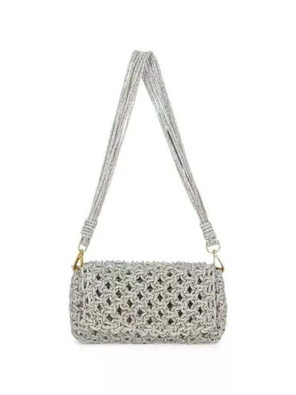 HIBOURAMA Crystal-embellished Cylindrical Shoulder Bag - Silver