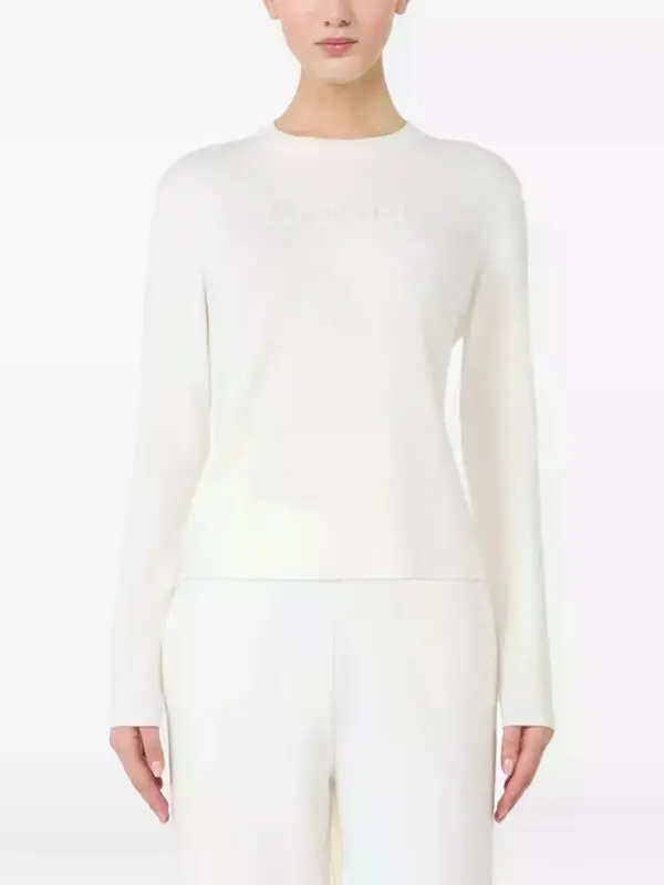 Max Mara Wool Yarn Sweater With Embossed Logo Detail