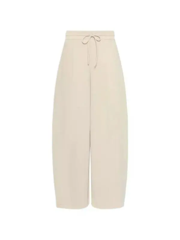 Max Mara Technical Cotton Jersey Barrel-leg Trousers Stone