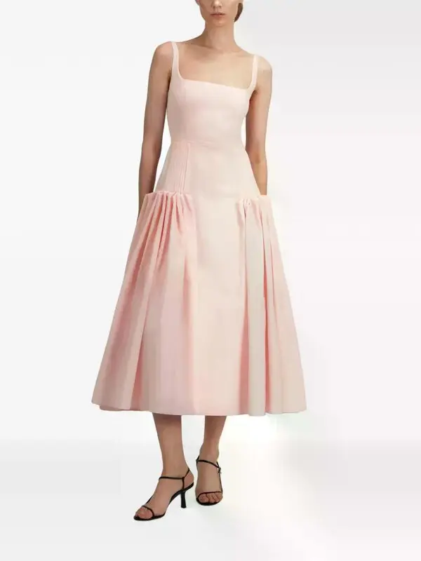 THE ARKOW Sienna Pleated Midi Dress - Pink