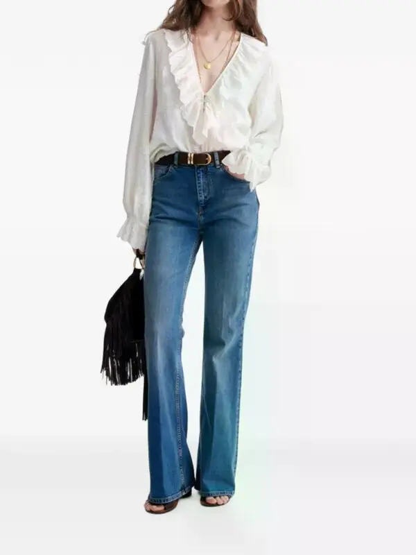 Vanessa Bruno Helea Ruffled-collar Embroidered Blouse