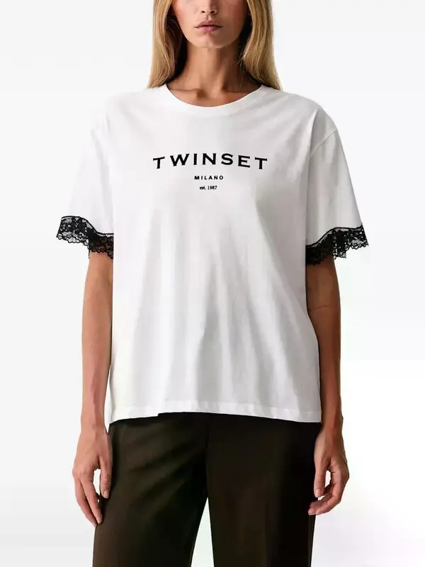 TWINSET Jersey T-shirt With Logo And Lace
