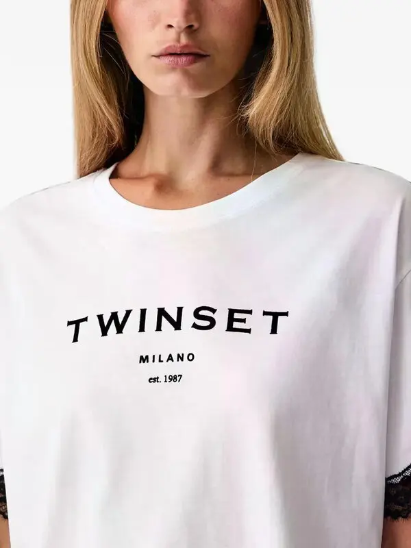 TWINSET Jersey T-shirt With Logo And Lace