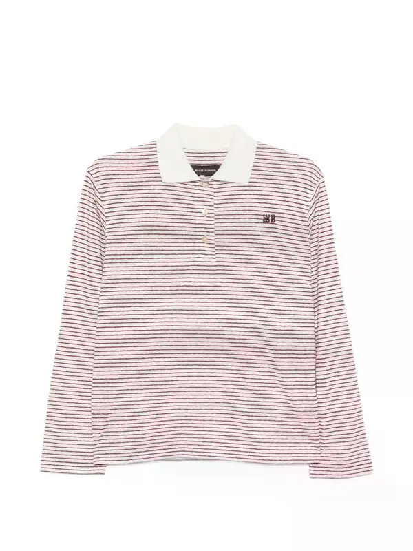 WALES BONNER Striped Long-sleeve Polo Top