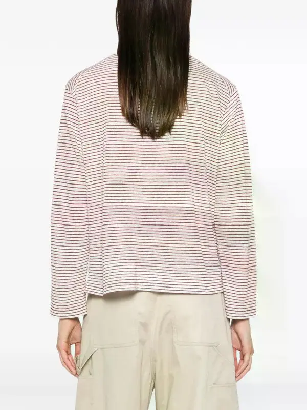 WALES BONNER Striped Long-sleeve Polo Top