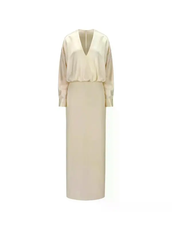 THE ARKOW Sienna V-neck Maxi Dress - Neutrals