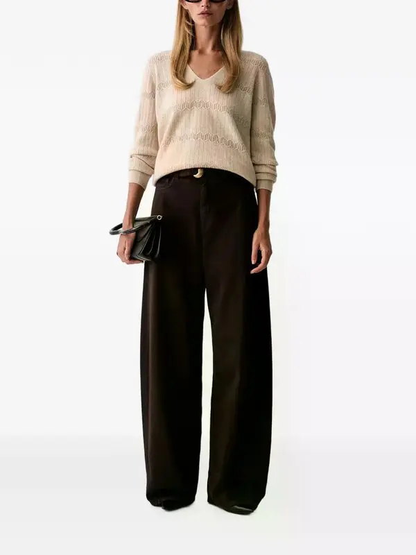 TWINSET Pointelle-knit Ribbed Sweater