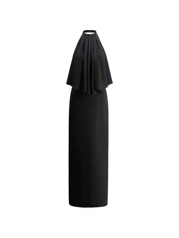 THE ARKOW Harper Draped Halterneck Maxi Dress - Black