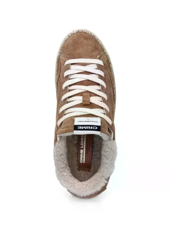 CRIME LONDON Distressed Platform Glitter-trim Platform Sneakers