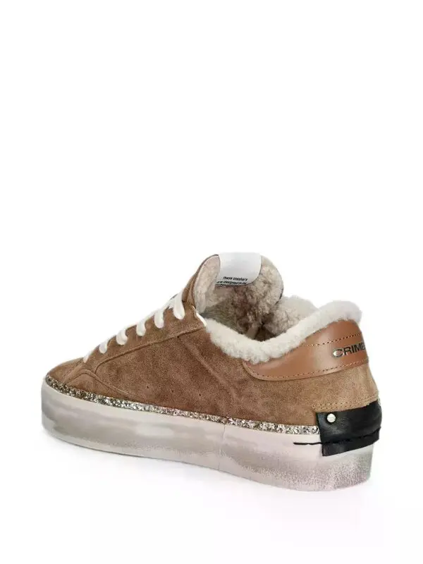 CRIME LONDON Distressed Platform Glitter-trim Platform Sneakers
