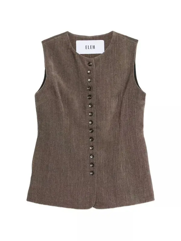 ELEH Corduroy-effect Sleeveless Button-up Top