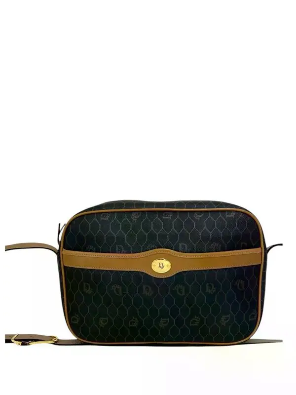 Dior 20th Century Honeycomb Coated Canvas Crossbody Bag - Black