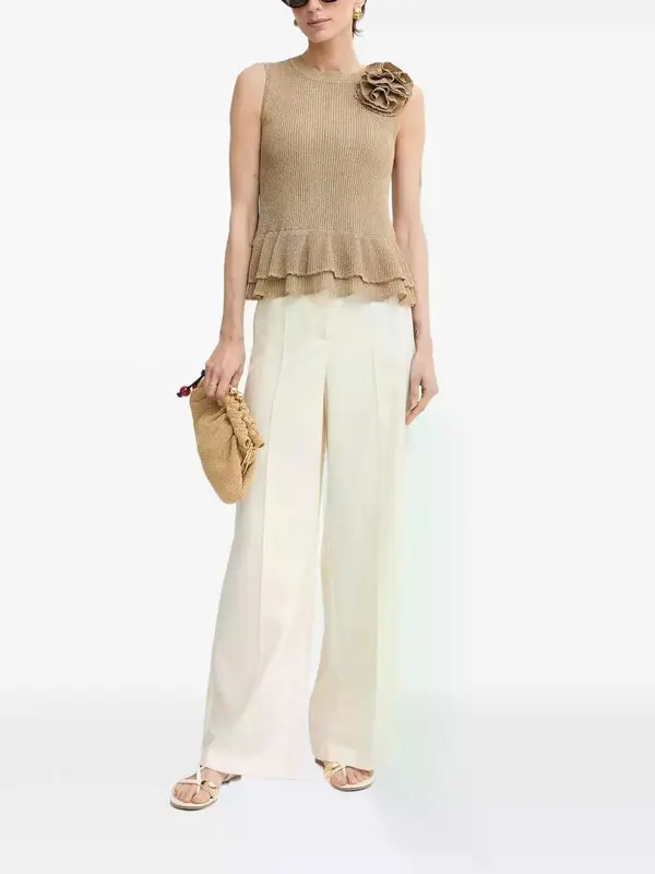 Luisa Spagnoli Flower-appliqué Peplum Top