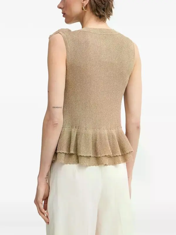 Luisa Spagnoli Flower-appliqué Peplum Top