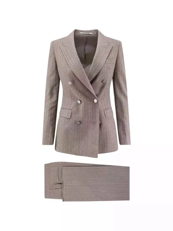 Tagliatore Sequin-embellished Pinstripe Suit