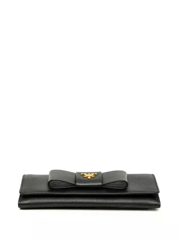 Prada 2013-2026 Saffiano Lux Bow Continental Wallet Long Wallets