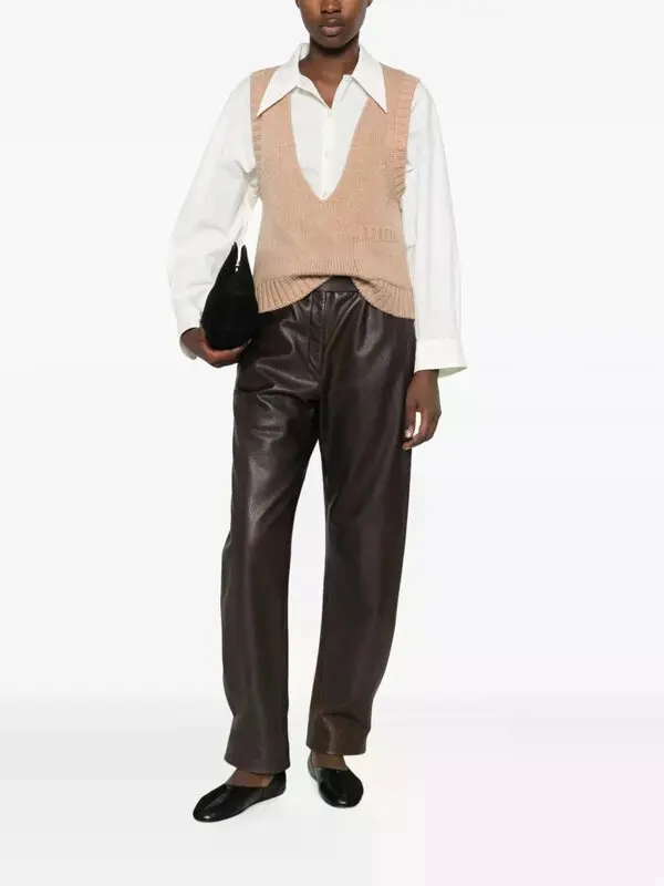 LAMRONS V-neck Ribbed Knit Vest