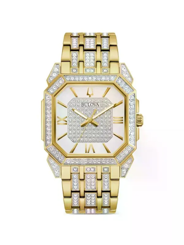 Bulova Octagonal Watch With Diamond Embellishments - White