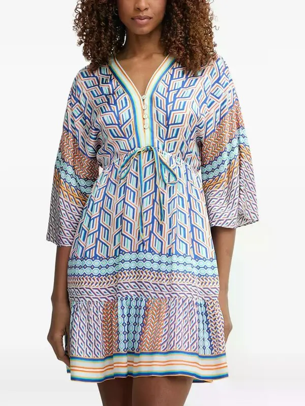 Hale Bob Theia Geometric-print Tiered Mini Dress