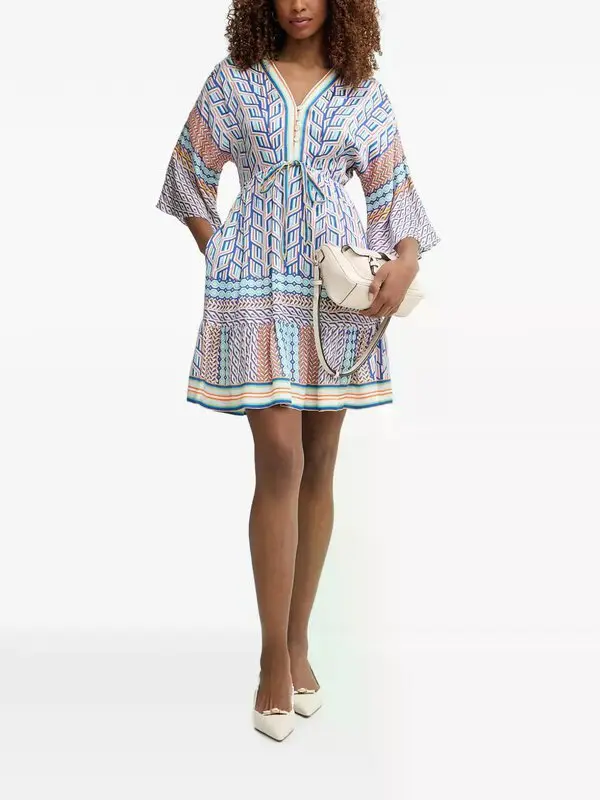 Hale Bob Theia Geometric-print Tiered Mini Dress