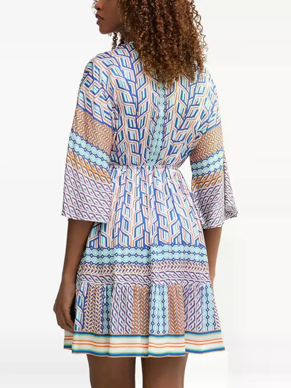 Hale Bob Theia Geometric-print Tiered Mini Dress