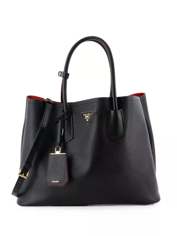 Prada Cuir Double Saffiano Leather Medium Tote Bag - Black