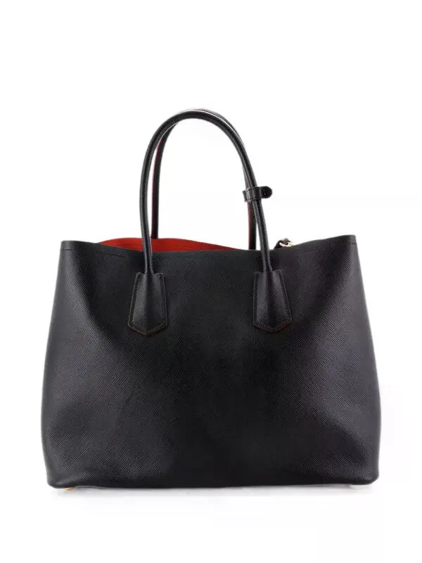 Prada Cuir Double Saffiano Leather Medium Tote Bag - Black
