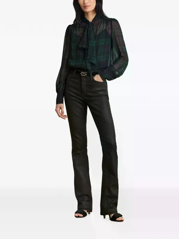 Ralph Lauren Tartan Print Pussy-bow Blouse