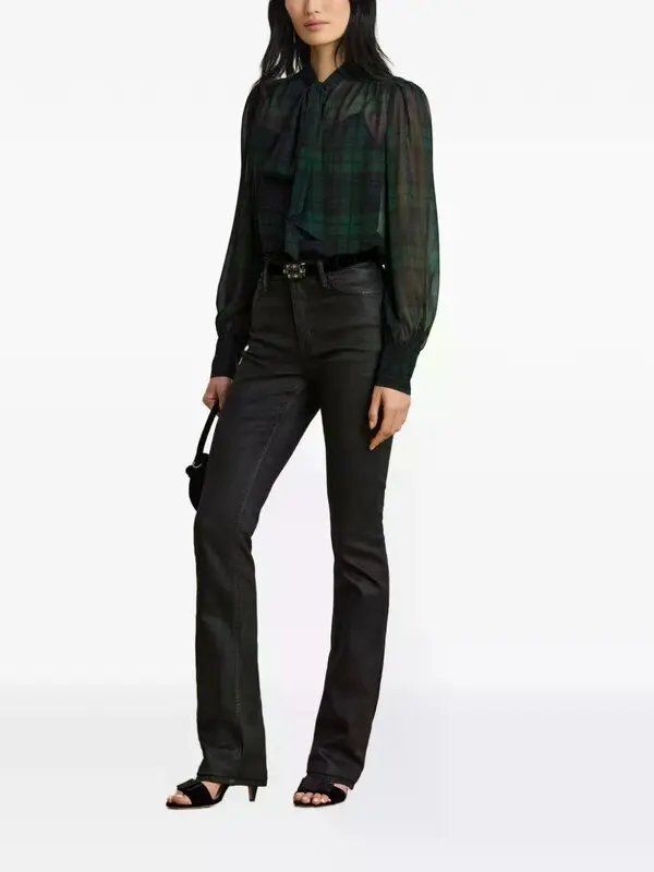Ralph Lauren Tartan Print Pussy-bow Blouse