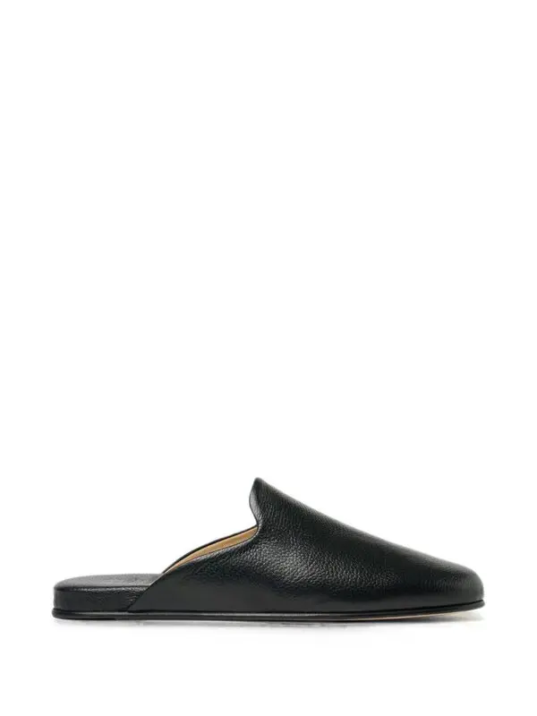 SCAROSSO Atlas Travel Leather Slippers - Black