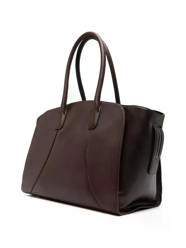 Emporio Armani Logo-plaque Leather Tote Bag - Brown