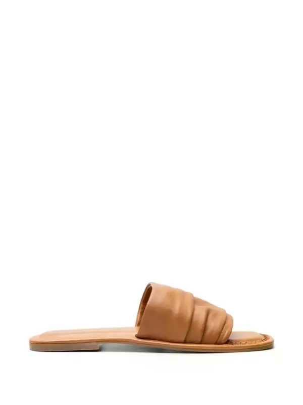 Free People Evelyn Ruched Leather Sandals - Neutrals