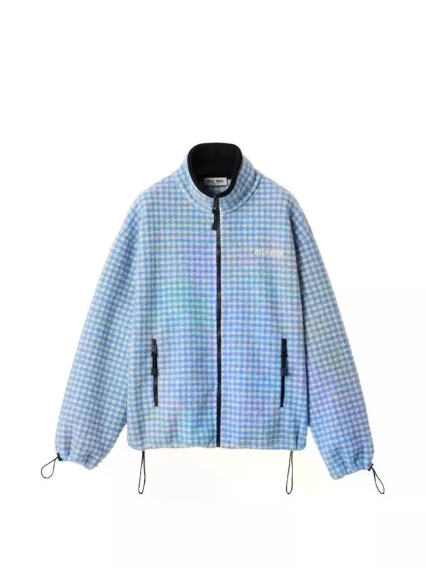 Miu Miu Gingham Fleece Zip-up Jacket