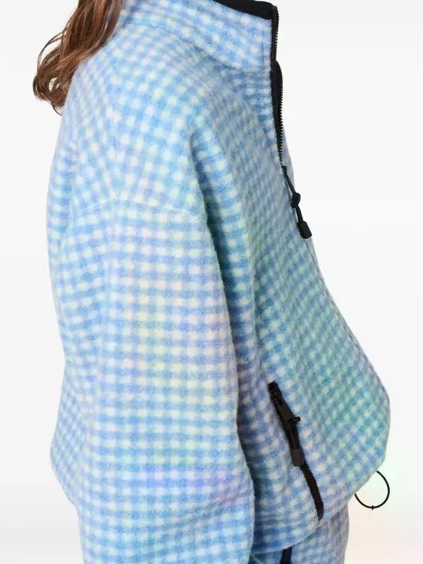 Miu Miu Gingham Fleece Zip-up Jacket