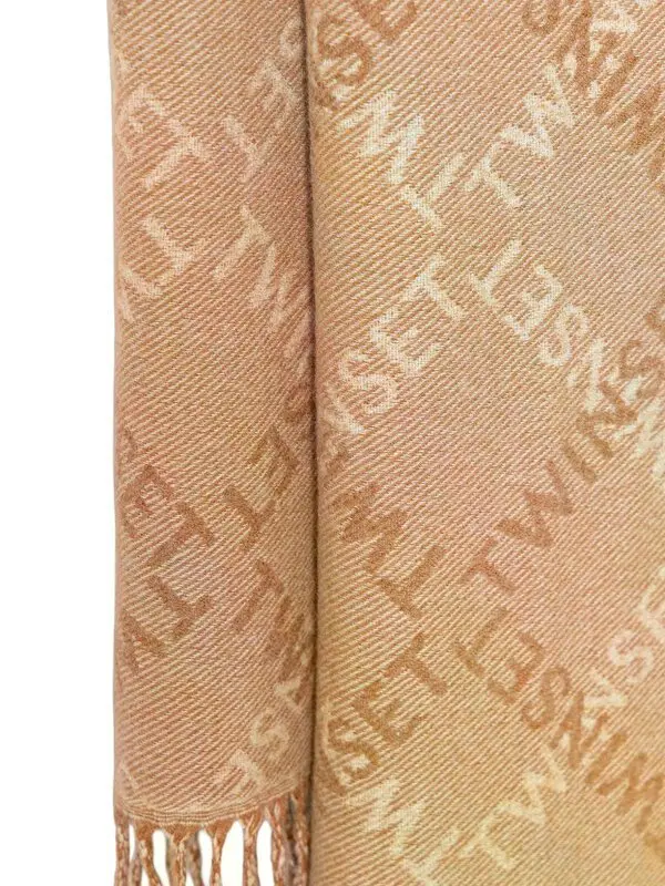 TWINSET Logo-print Fringed Scarf - Neutrals