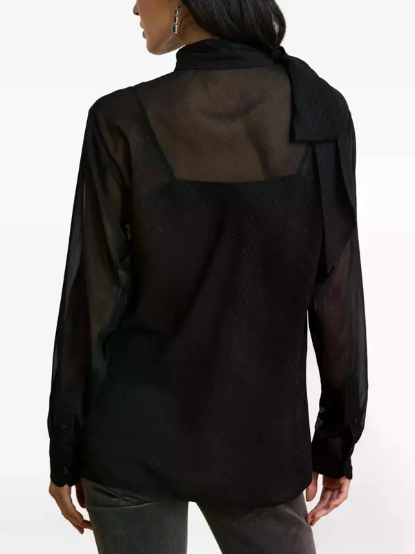 Ralph Lauren Sheer Pinstripe-pattern Blouse