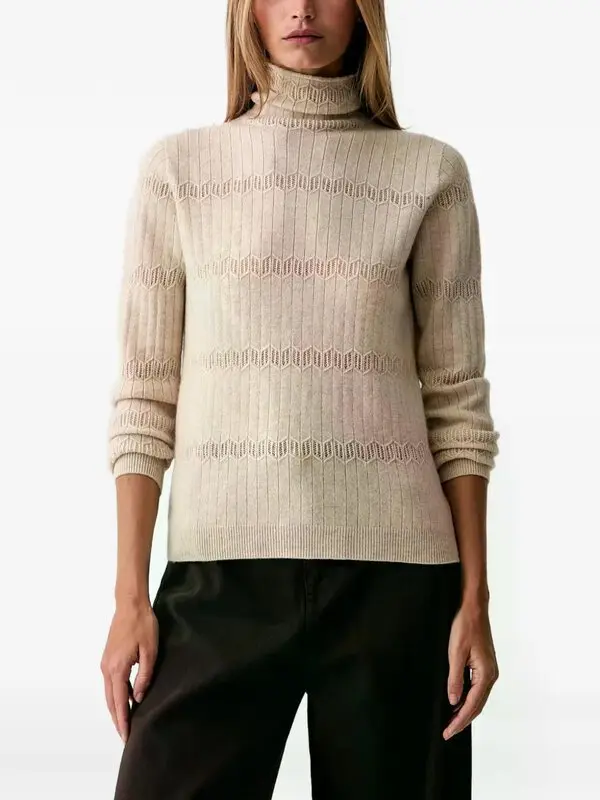 TWINSET Pointelle-knit Roll-neck Sweater