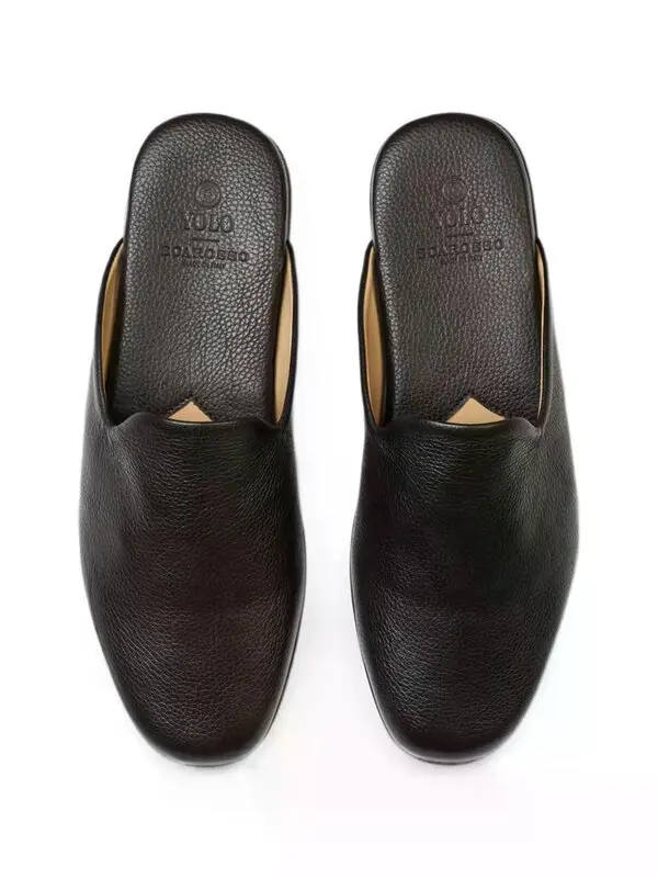 SCAROSSO Atlas Travel Grained Leather Slippers